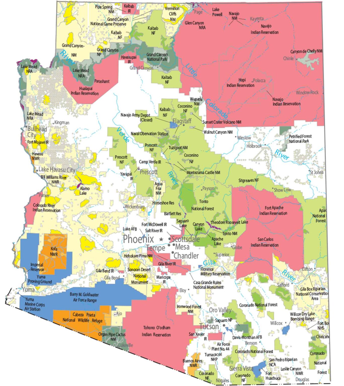 Arizona National Parks and Forests Map - US Maps