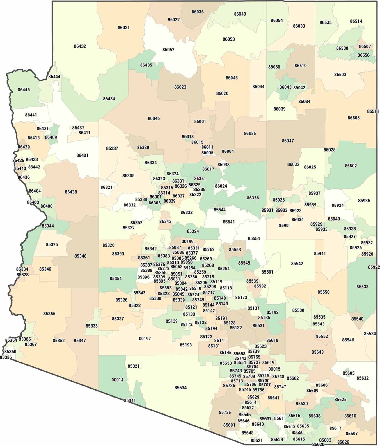 Arizona Zip Code Map - US Maps