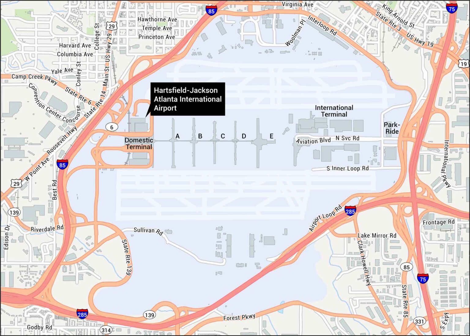 Atlanta International Airport Map - US Maps