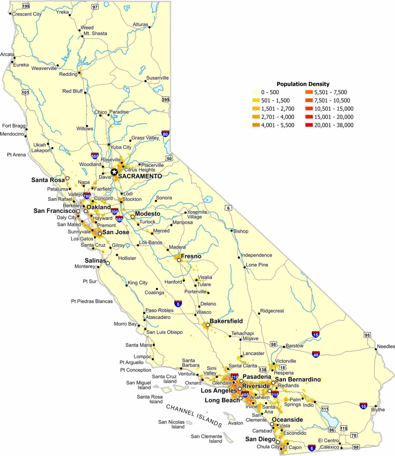 US Population Density Map - US Maps