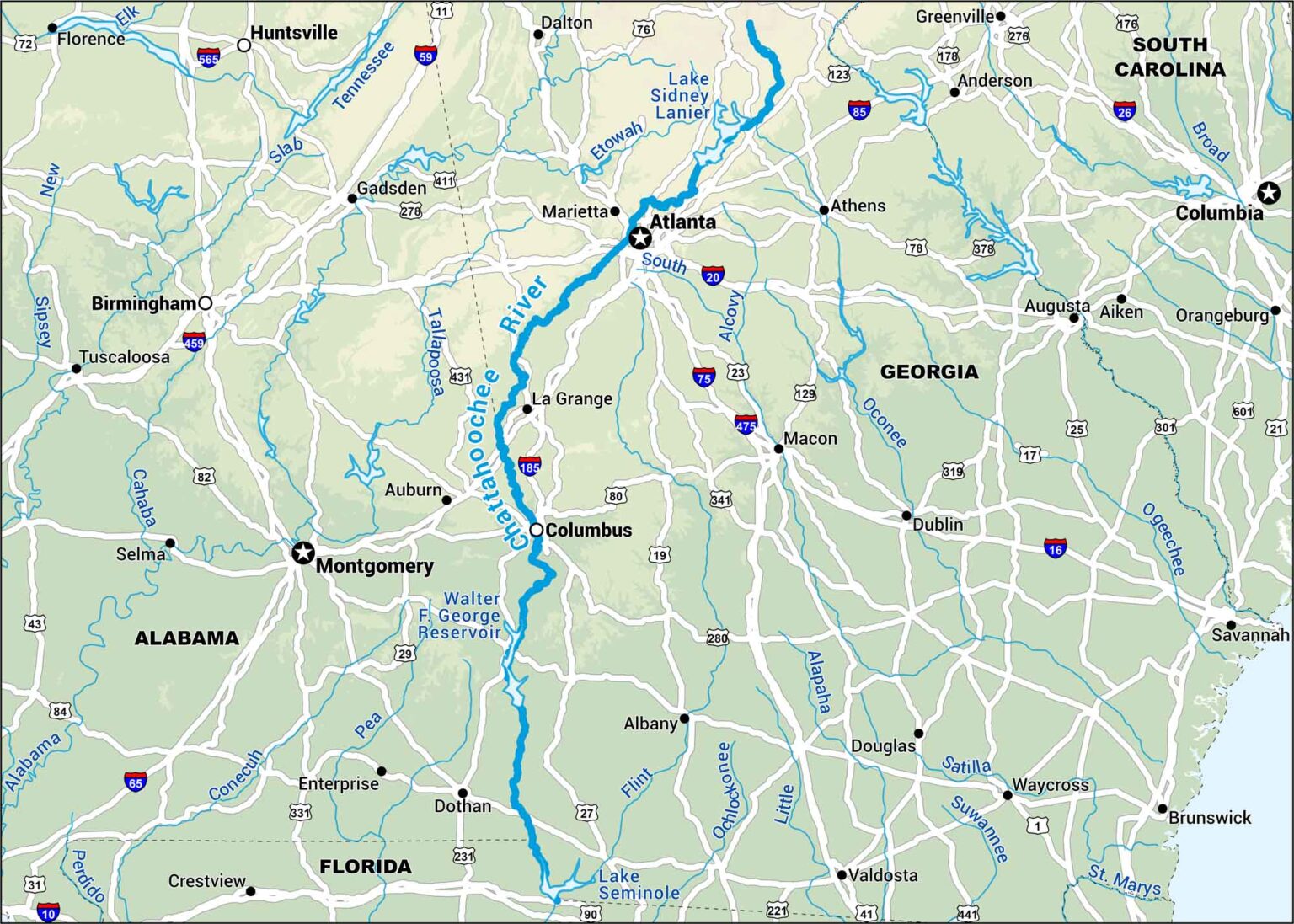 Chattahoochee River Map - US Maps