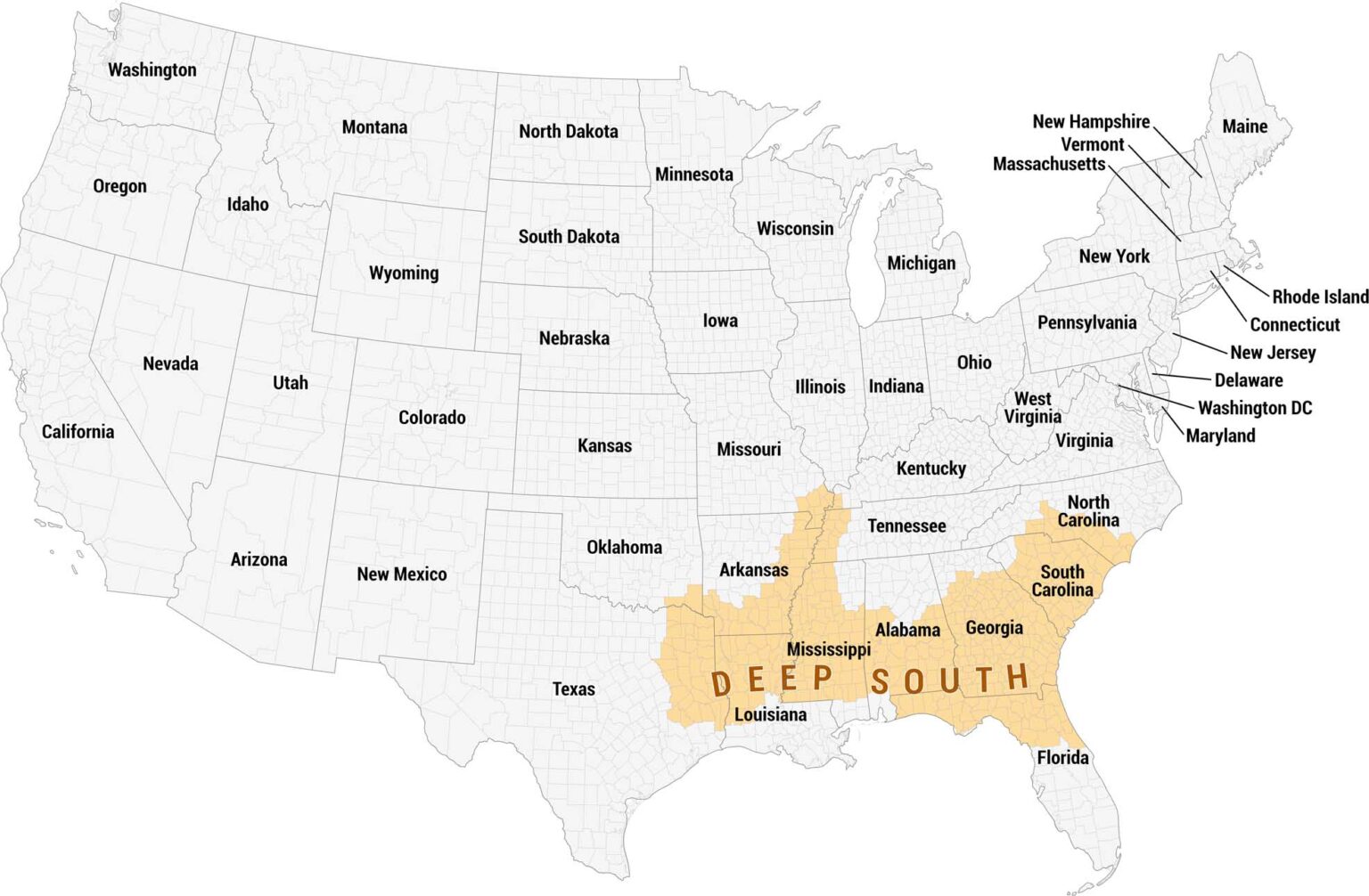 Deep South Map - US Maps