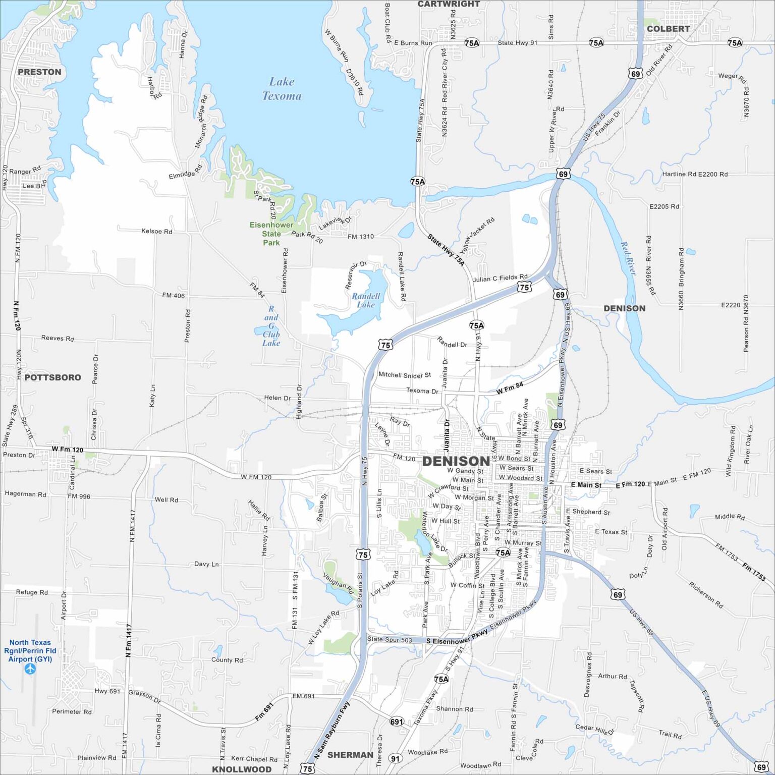Map of Denison, Texas - US Maps