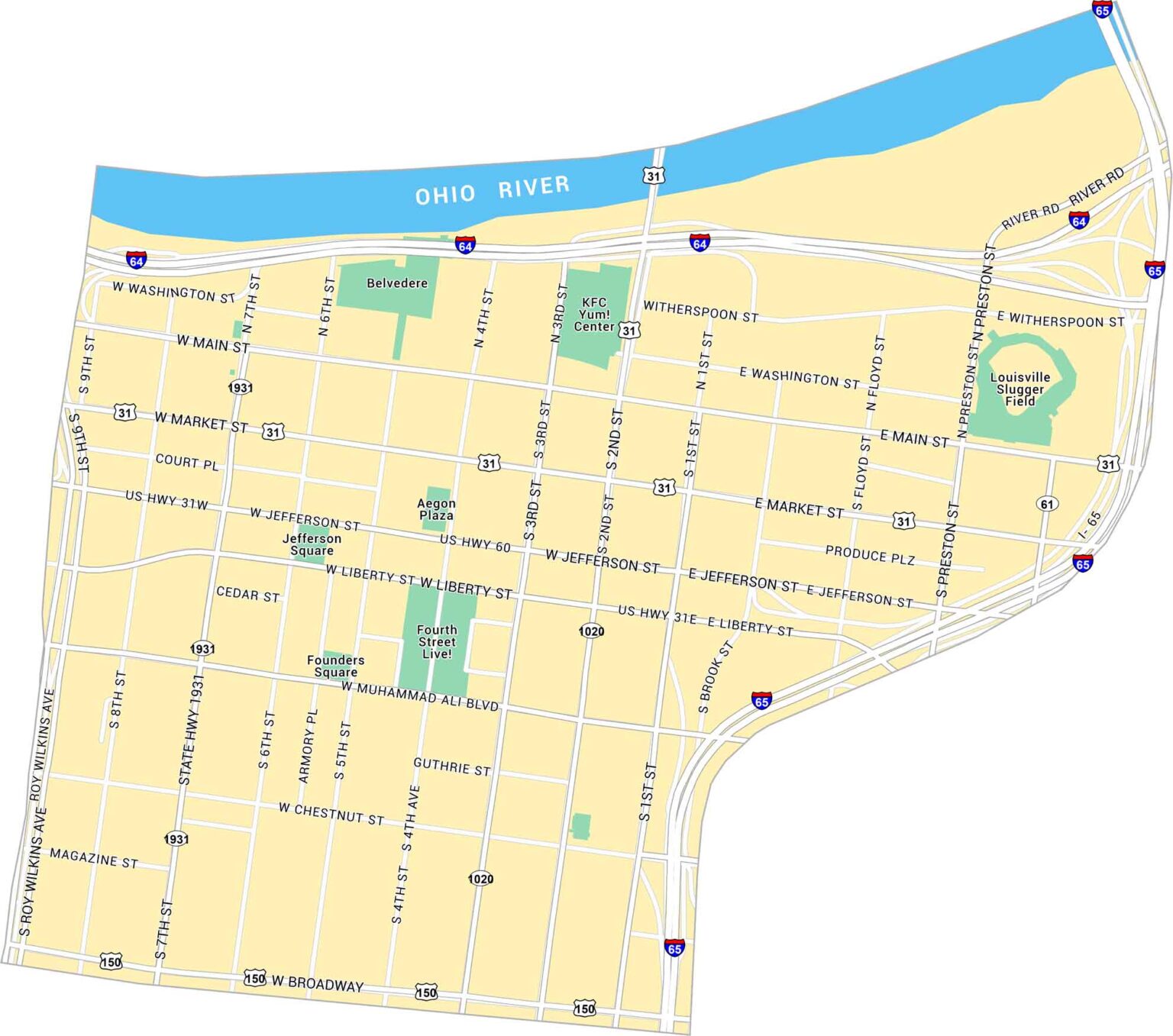 Downtown Louisville Map - US Maps