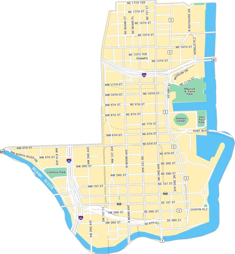Downtown Miami Map - US Maps