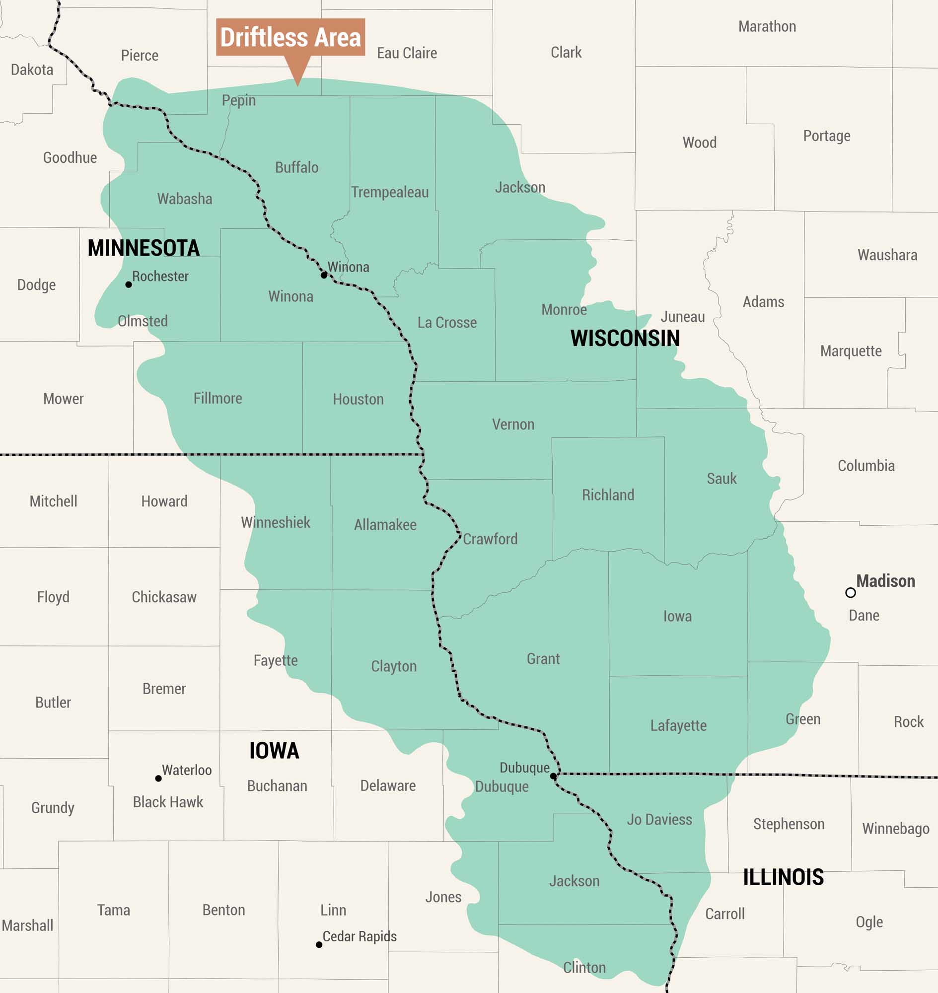 Driftless Area Map - US Maps
