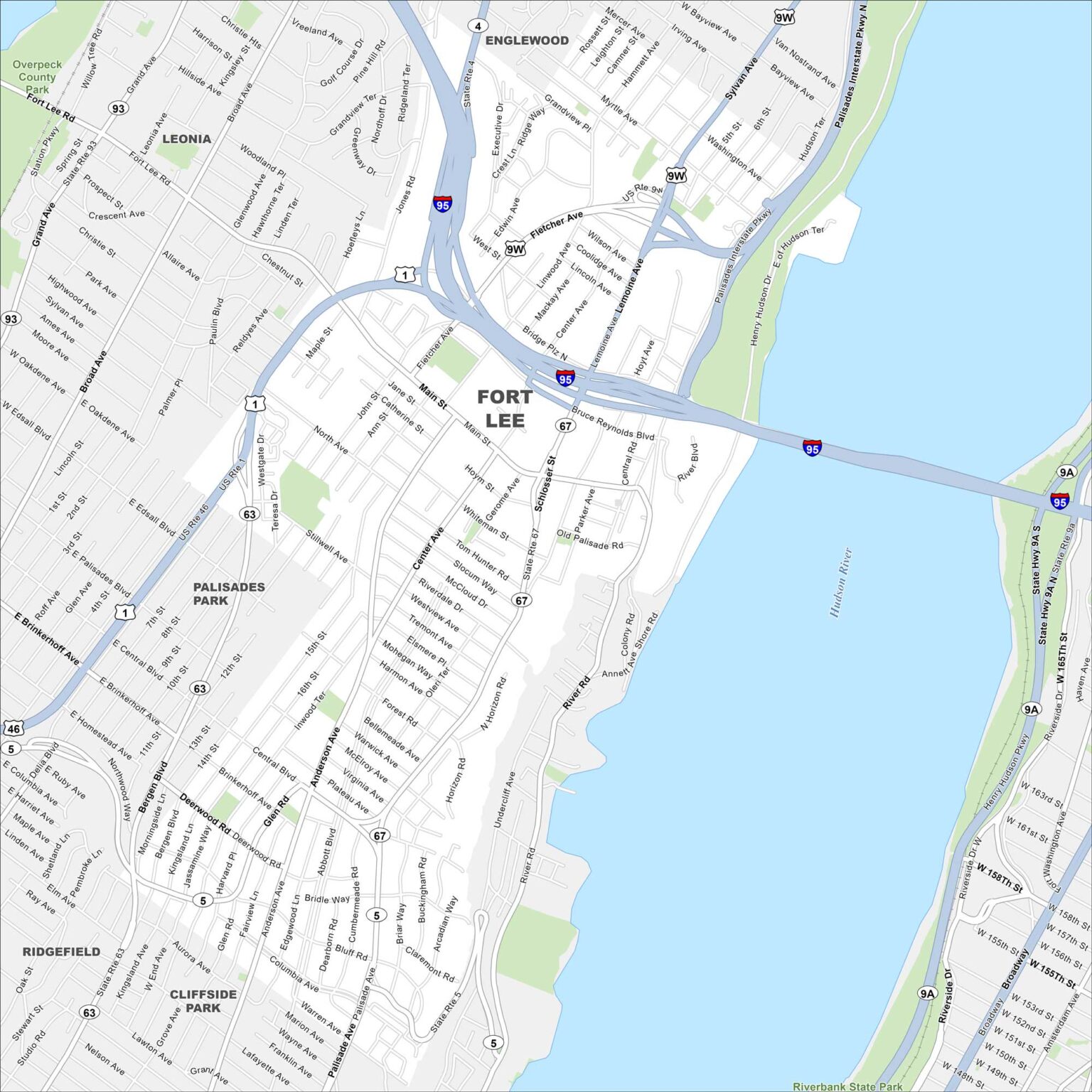Map of Fort Lee Borough, New Jersey - US Maps