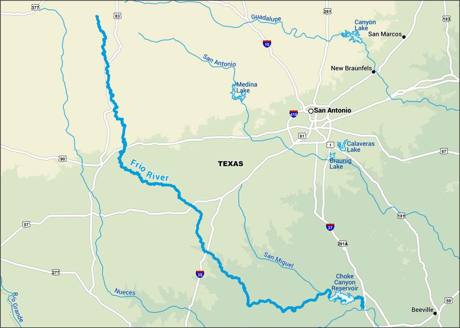 Frio River Map - US Maps