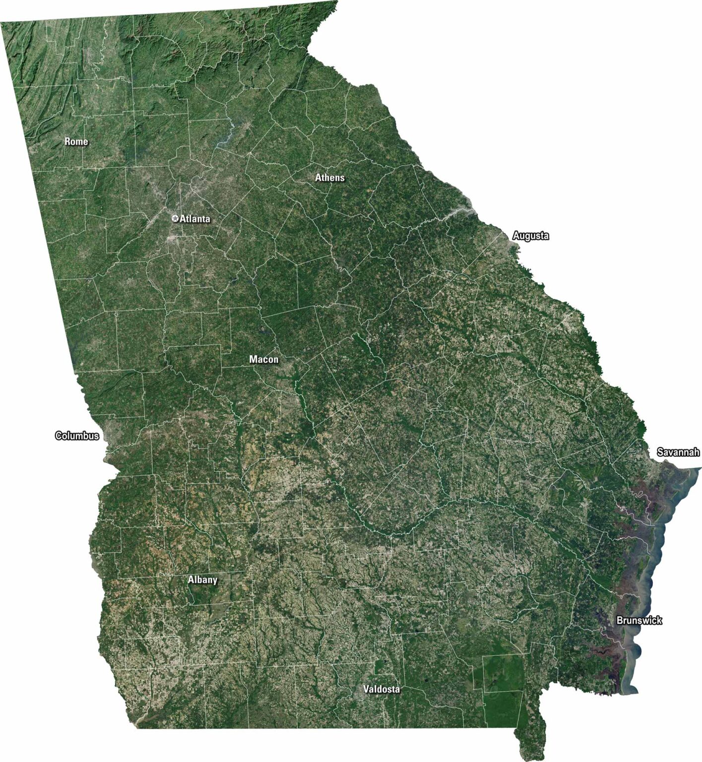 Satellite Map of Georgia - US Maps