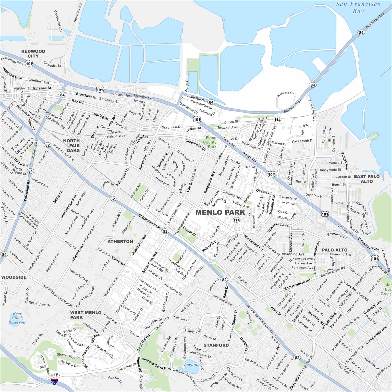 Map of Menlo Park, California - US Maps