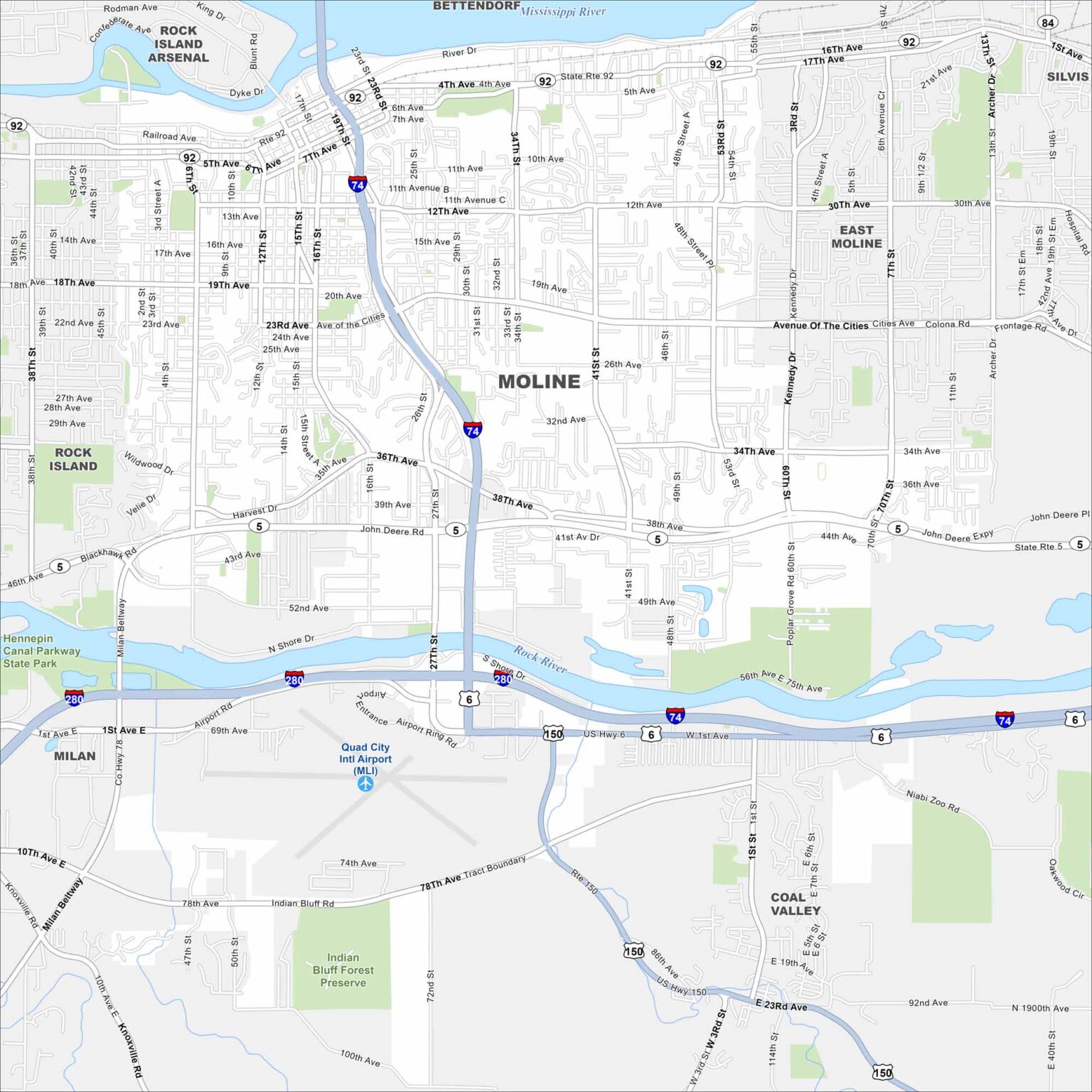 Map of Moline, Illinois - US Maps