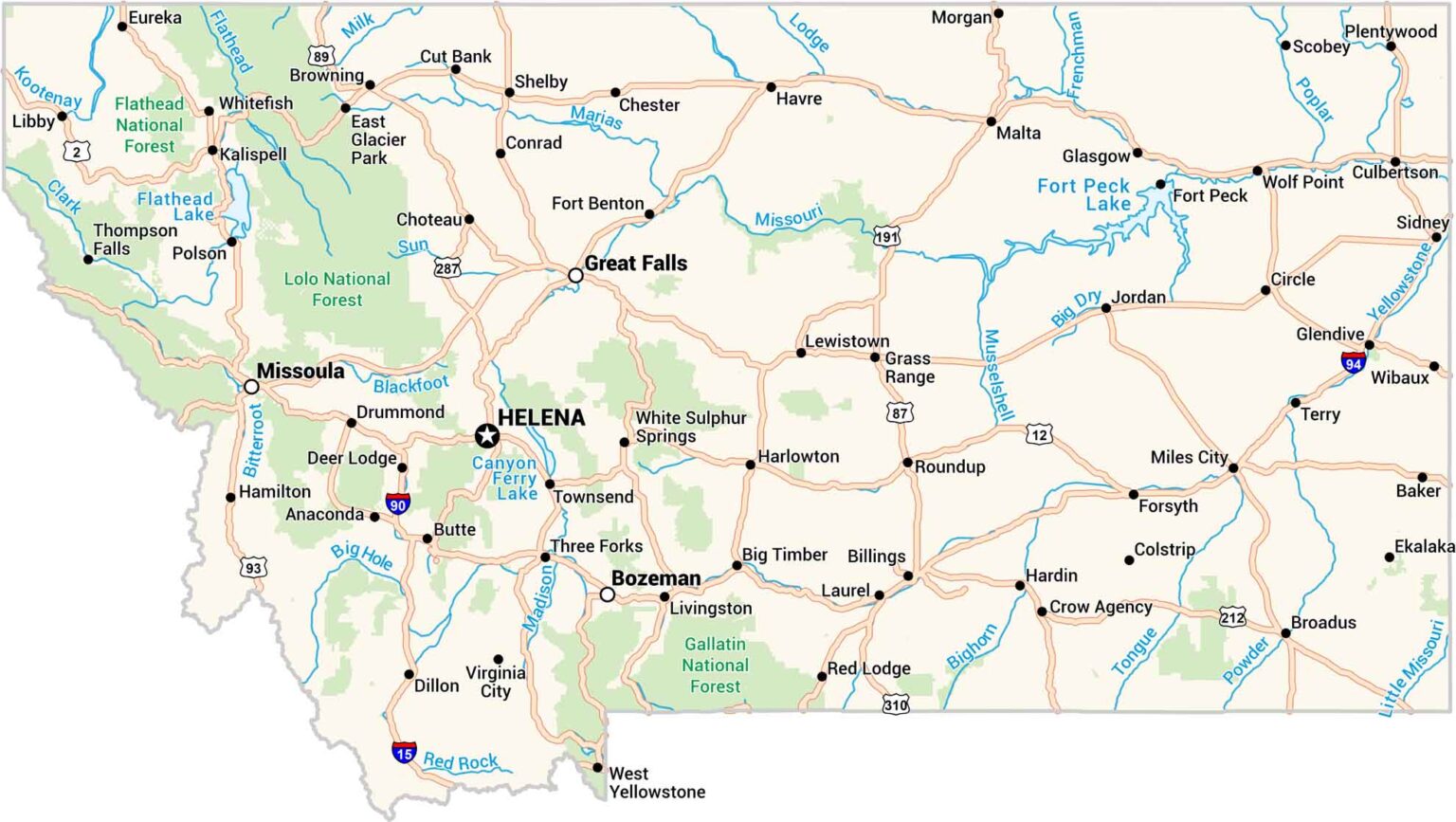 Montana National Parks and Forests Map - US Maps