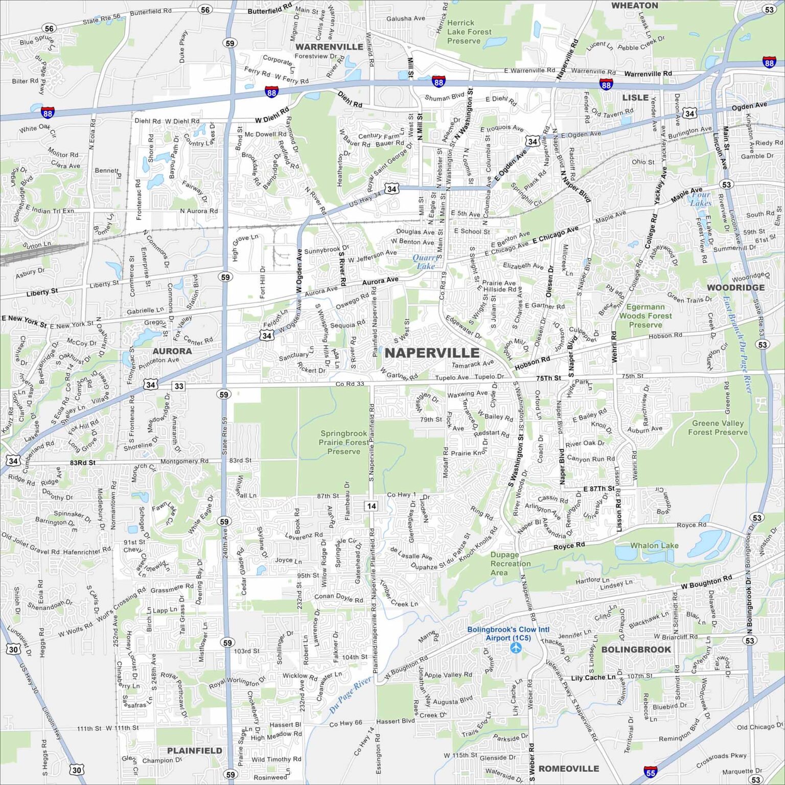 Map of Aurora, Illinois - US Maps