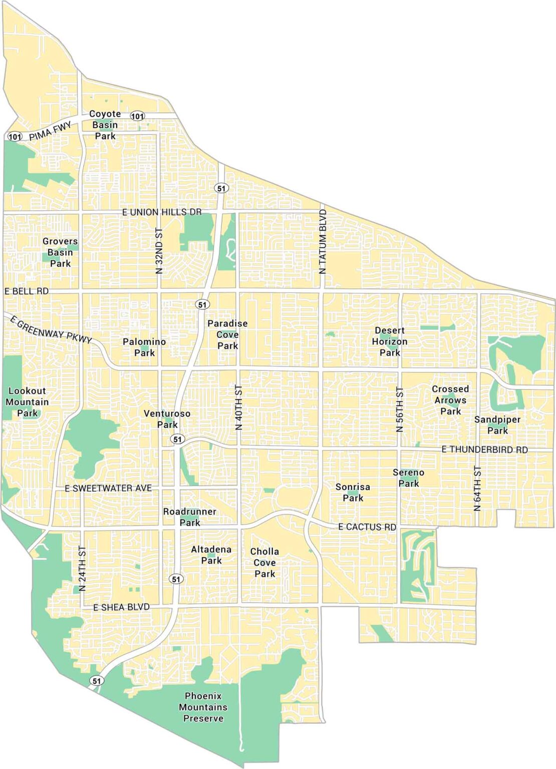 Paradise Valley Map, Phoenix - US Maps
