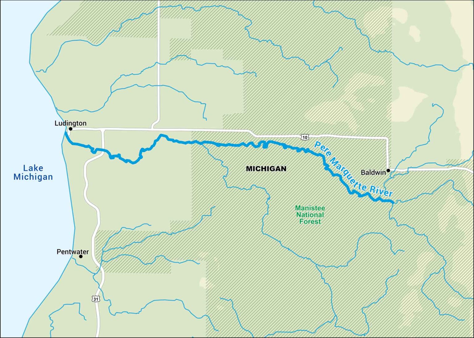 Pere Marquette River Map - US Maps