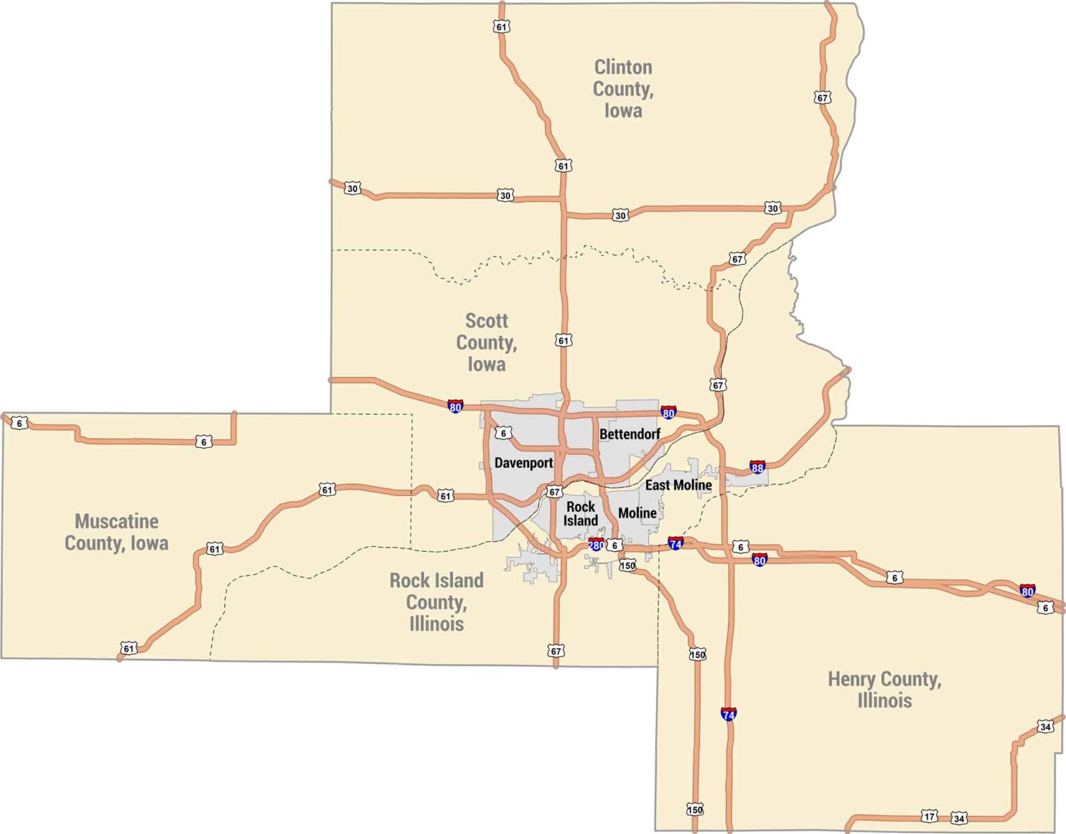 Quad Cities Map - US Maps