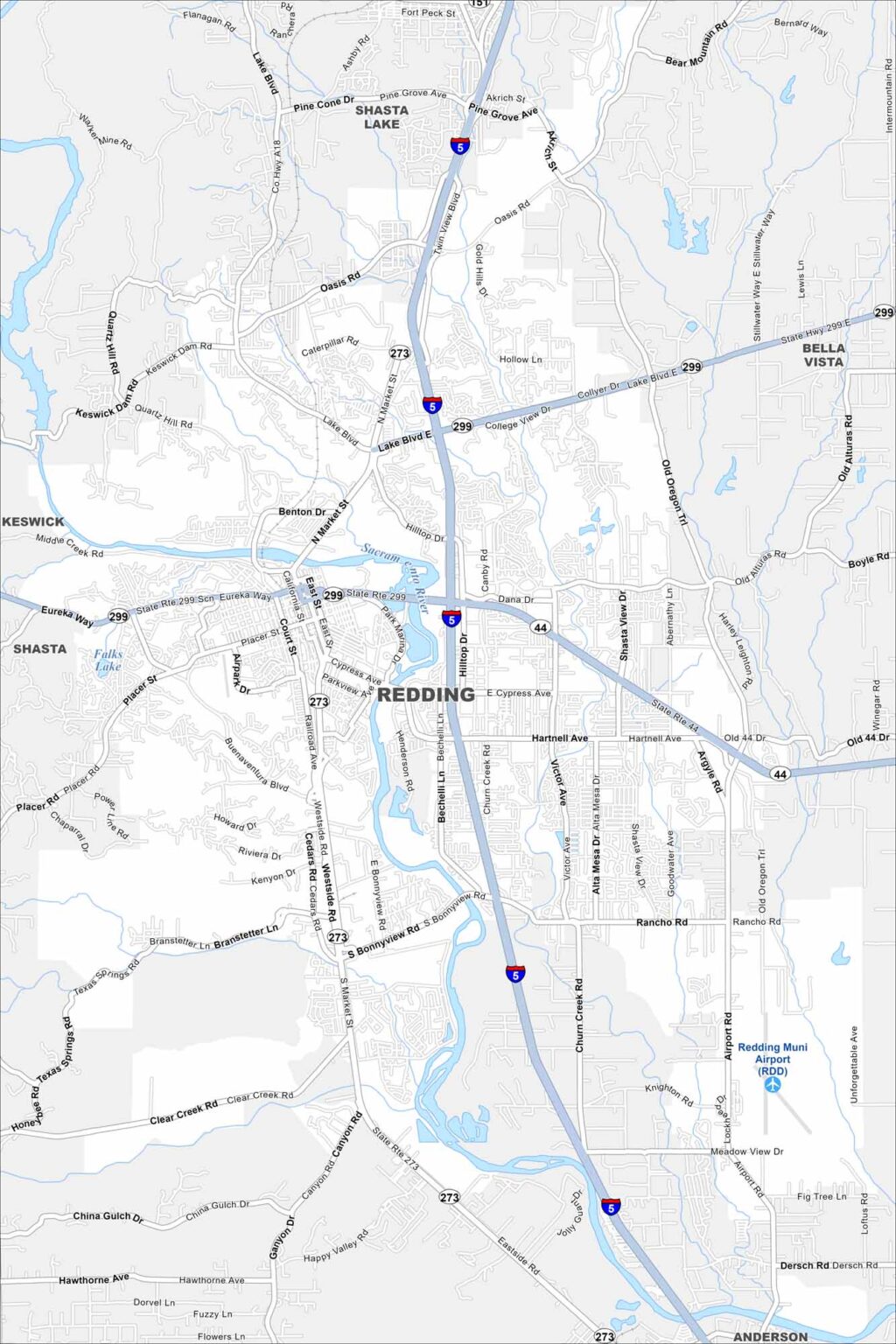 Map of Redding, California - US Maps