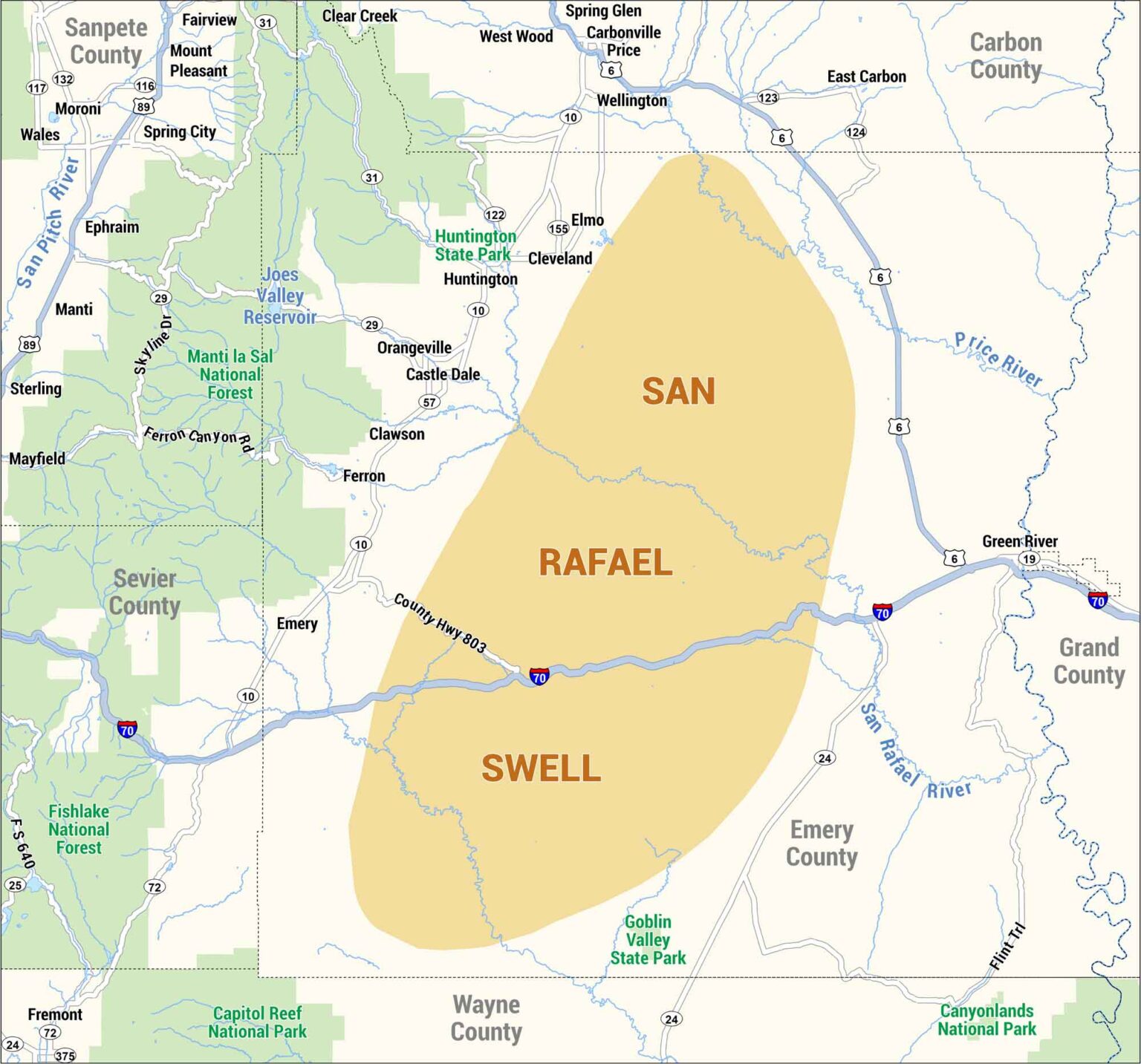 San Rafael Swell Map - US Maps