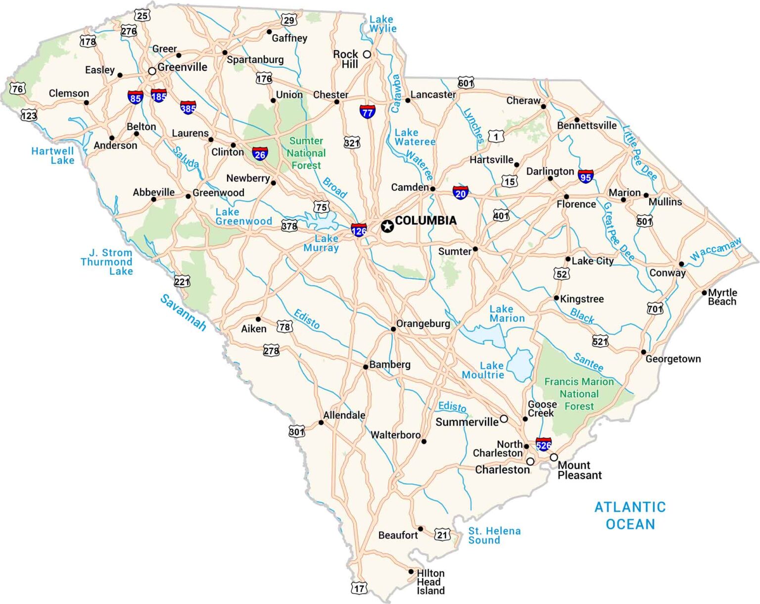 Map of South Carolina - US Maps