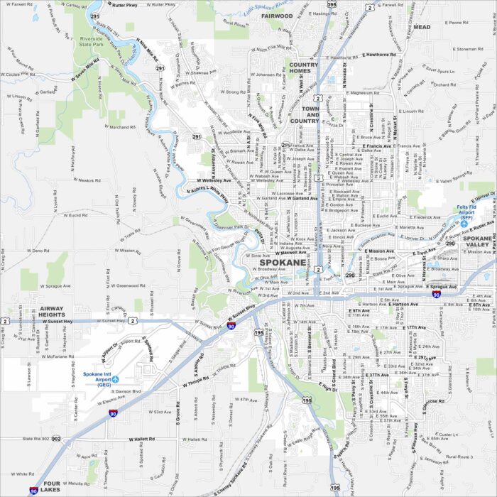 Map of Spokane, Washington - US Maps