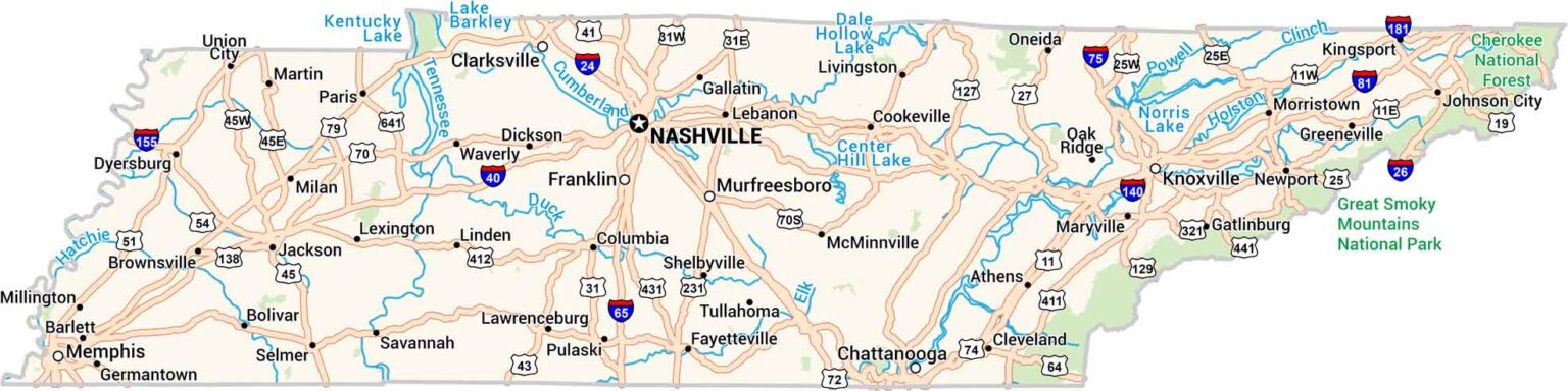 Tennessee Zip Code Map - US Maps
