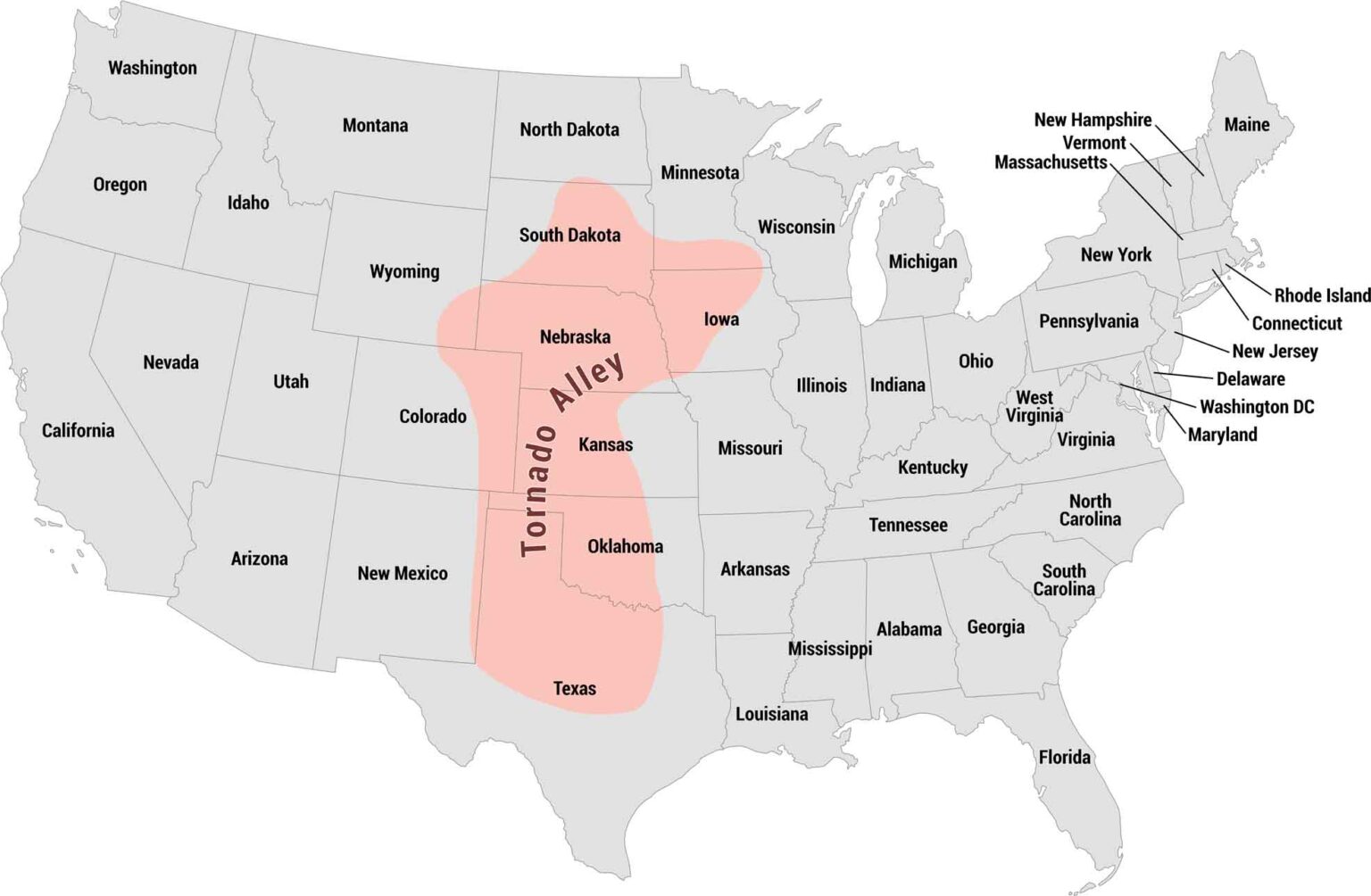 Tornado Alley Map - US Maps