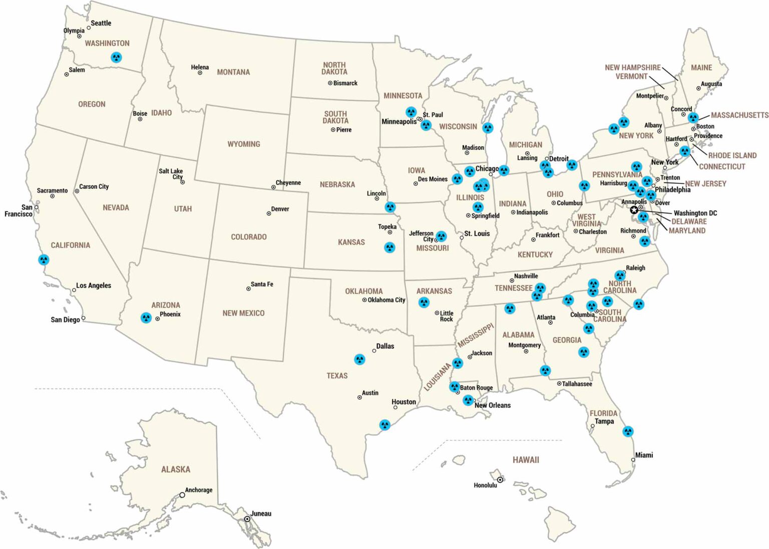 US Nuclear Power Plants Map - US Maps