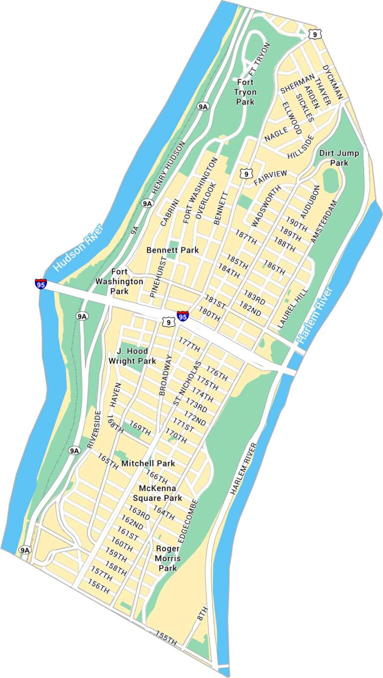 Harlem Map, New York - US Maps