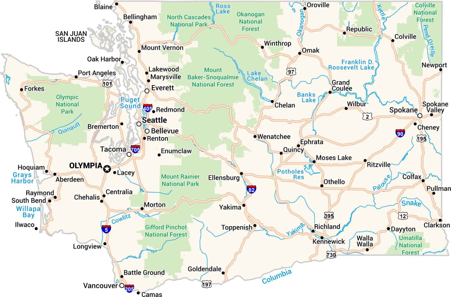 Map of Washington State - US Maps