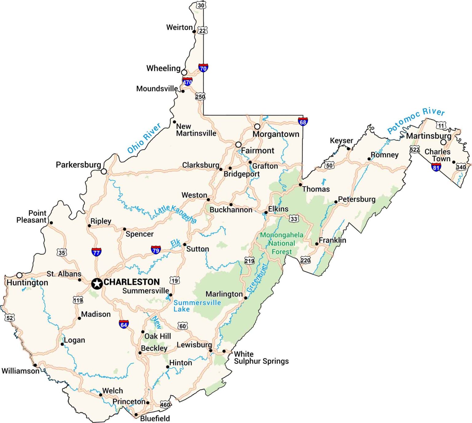 Map of West Virginia - US Maps