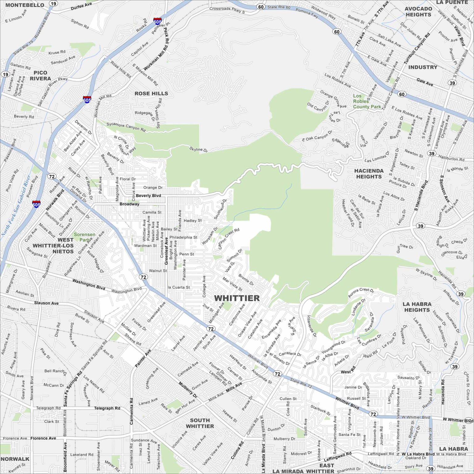 Map Of Whittier California Us Maps