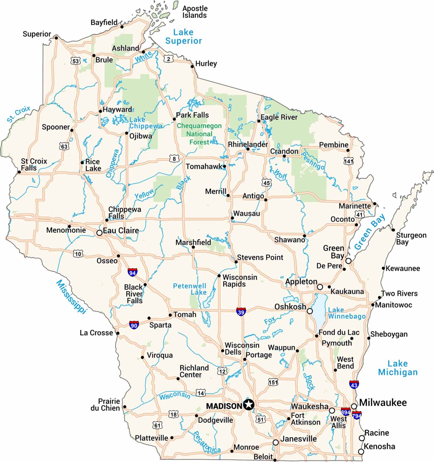 Map of Wisconsin - US Maps
